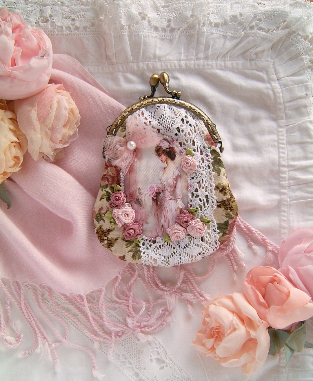 Purse, Vintage Roses Coin Purse, Floral Coin Purse, Rose Wallet ...