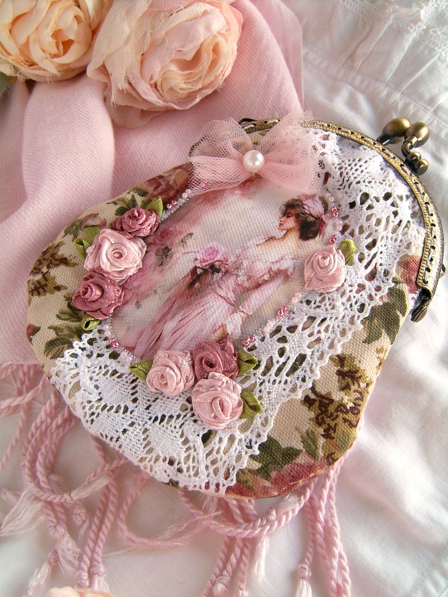 Purse, Vintage Roses Coin Purse, Floral Coin Purse, Rose Wallet ...