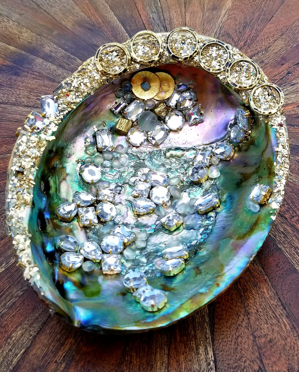 Abalone Jewelry Bowl, Moonstone Shell, Jeweled Shell Dish-bowl From ...