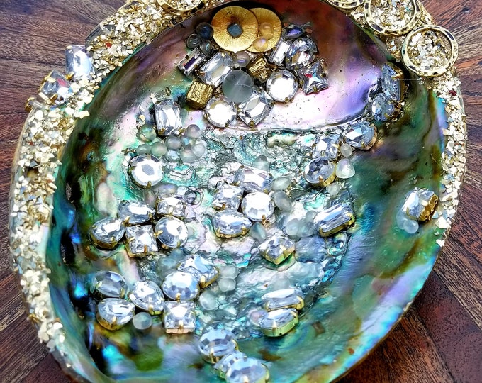 Embellished Abalone Oyster Sea Shell With Vintage Swarovski Crystals ...