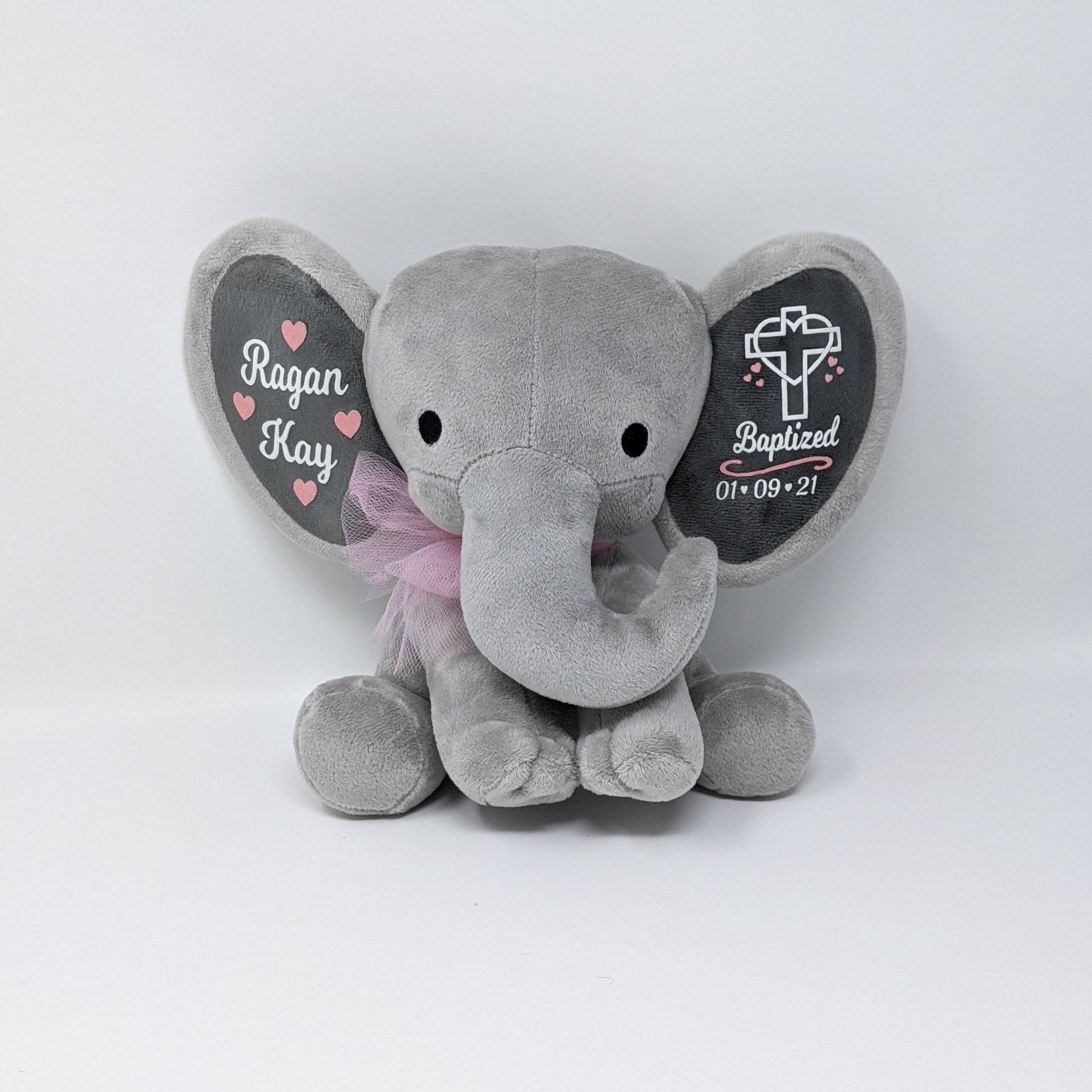 Personalized Baby Girl Baptism Elephant Keepsake Stuffed | Etsy