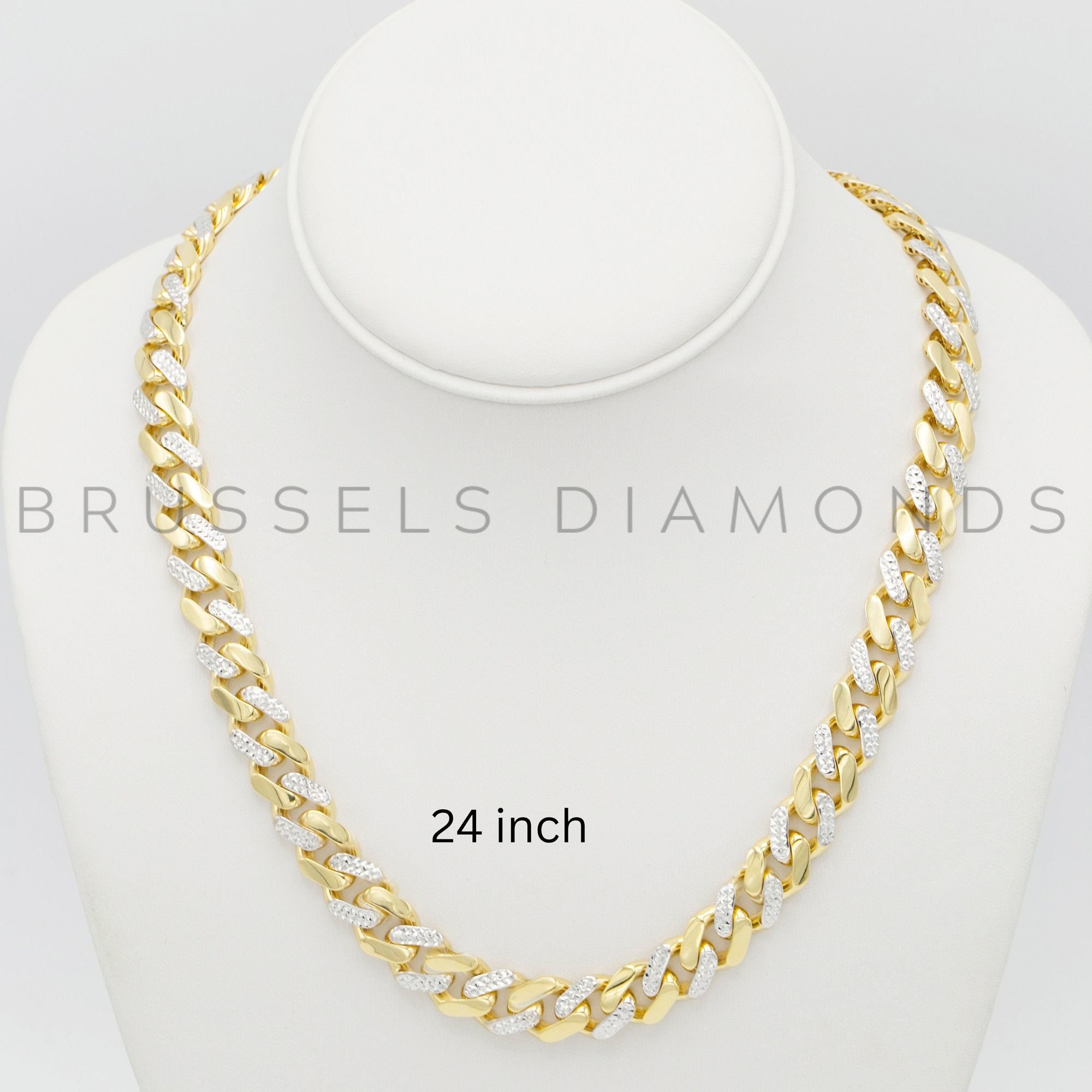 14K Gold Two Tone Miami Cuban Pave Chain Necklace 11.3MM - Etsy