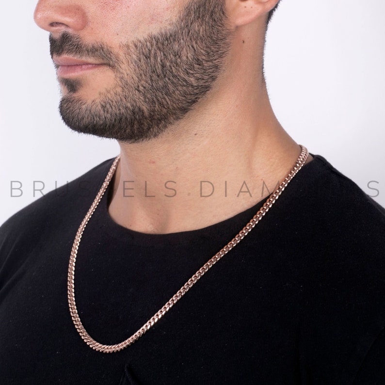 14K Solid Rose Gold Miami Cuban Chain Necklace, 6.1MM Thick, 22