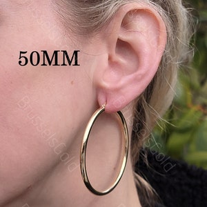 Real Gold Hoops, 3MM Thick, 14mm 16mm 20mm 25mm 30mm 35mm 40mm 45mm ...
