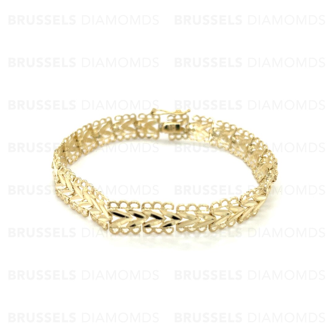 10K Yellow Gold Filigree Bracelet, 7" Inch, Real Gold Bracelet, Vintage ...