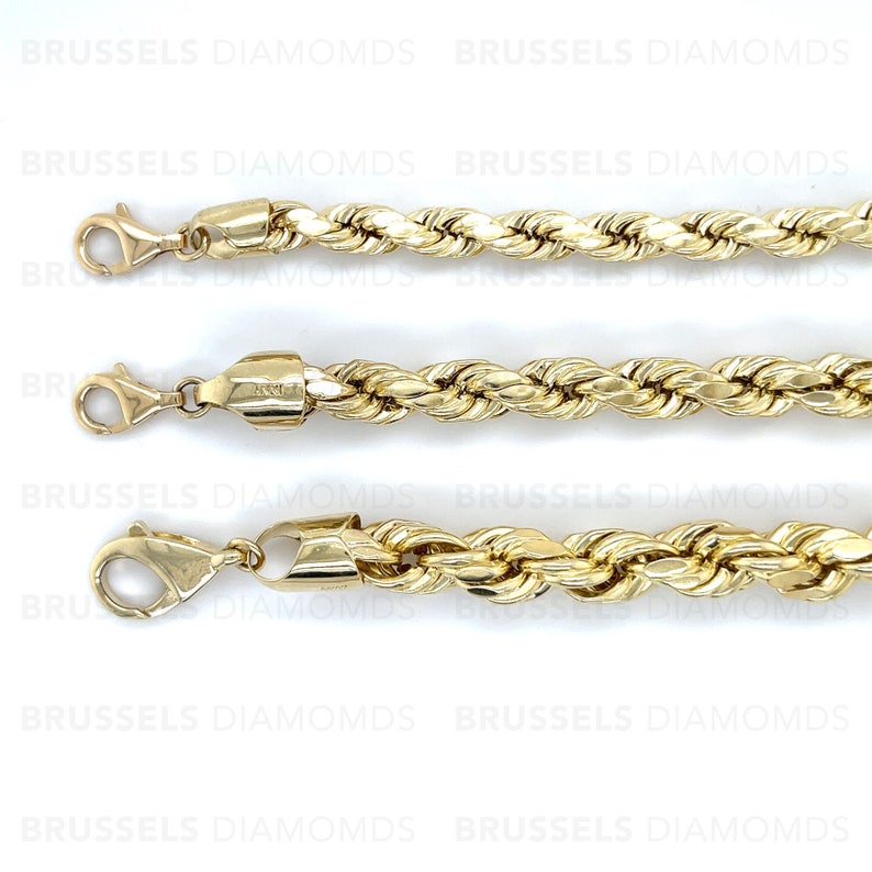 10K Yellow Gold Diamond Cut Rope Chain Necklace 7mm 8mm 9mm - Etsy