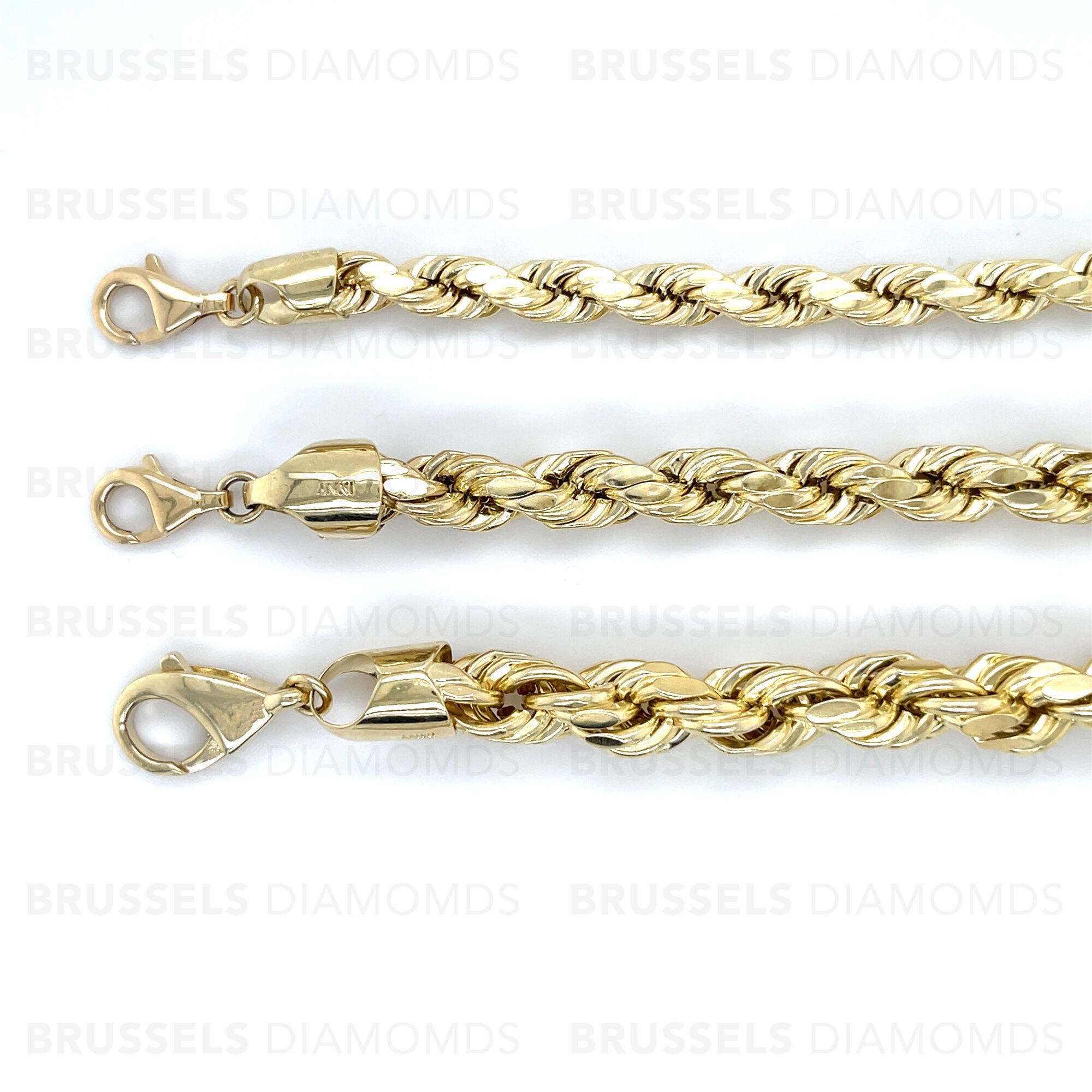 10K Yellow Gold Diamond Cut Rope Chain Necklace 7mm 8mm 9mm - Etsy