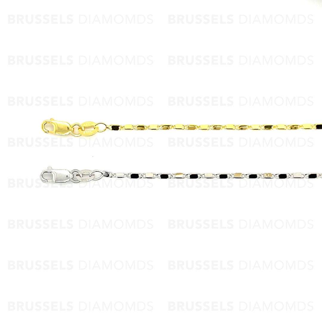 10K Solid Yellow or White Gold Lumina Mirror Link Chain Necklace, 1.5mm ...