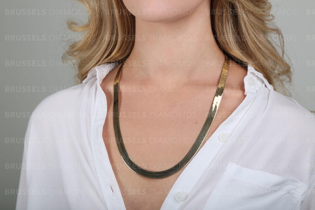 10K Yellow Gold Herringbone Chain Necklace, 9MM Thick, 16" 18" 20" 22 ...