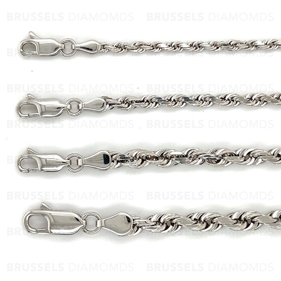 10K Solid White Gold Diamond Cut Rope Chain Necklace 2.5MM 3MM 3.5MM 4MM 5MM Thick 1630 Inch Real White Gold Chain Women Etsy Canada