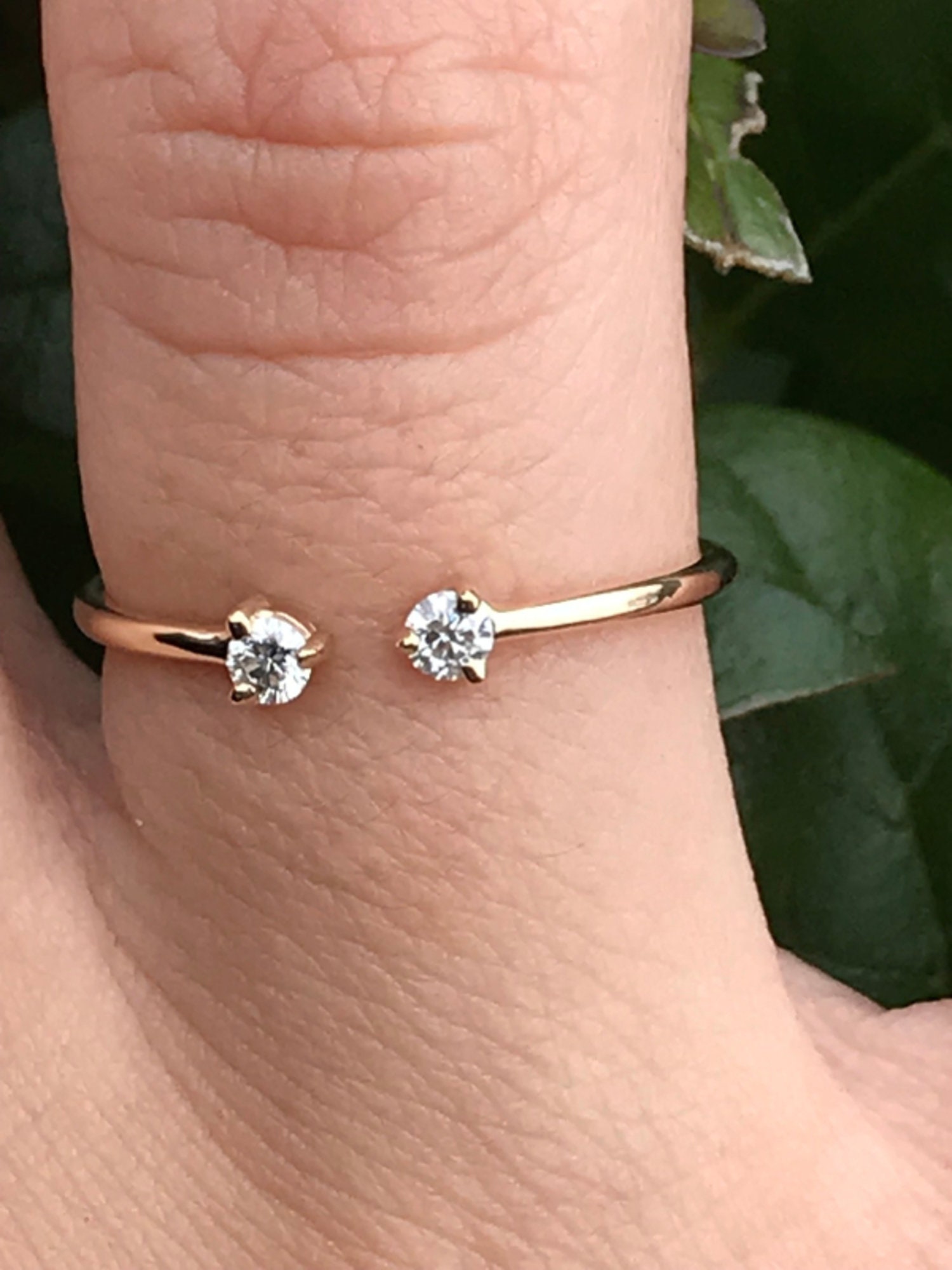 0.10 CT DIAMOND Cuff Ring Open Diamond Ring Dual Diamond | Etsy