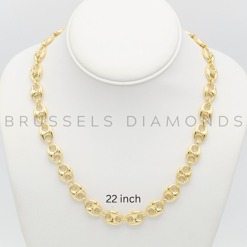 14K Yellow Gold Puffed Mariner Gucci Chain Necklace, 11MM Thick, 20" 22 ...