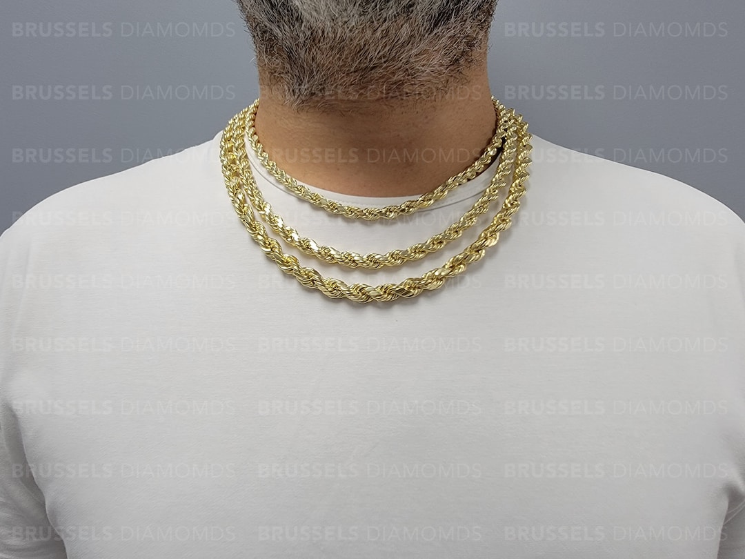 10K Yellow Gold Rope Chain Necklace, 7MM 8MM 9MM Thick, 18 20 22 24 26 ...