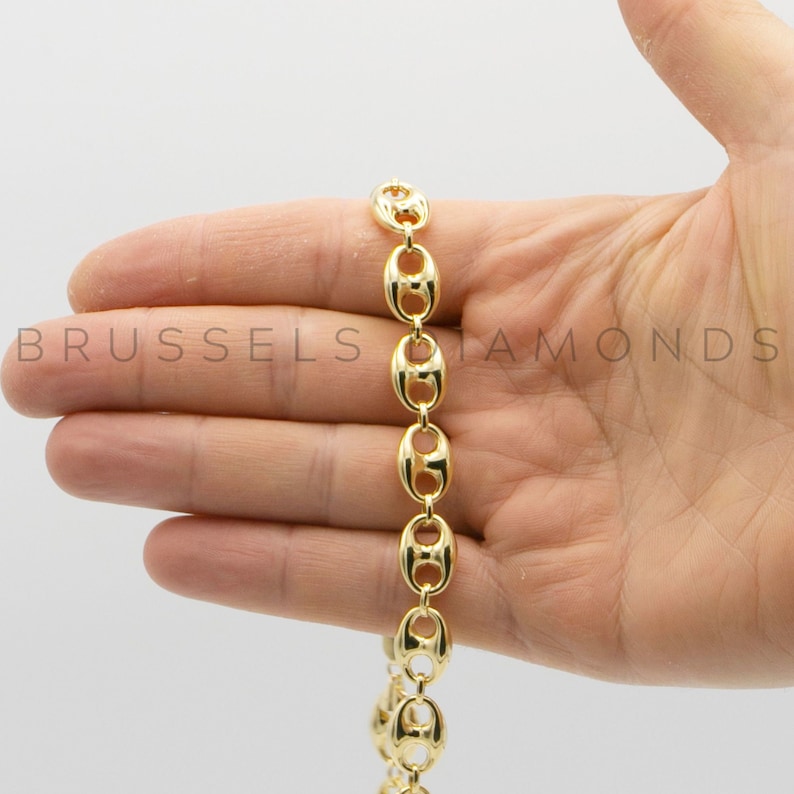 14K Yellow Gold Puffed Mariner Gucci Chain Necklace, 11MM Thick, 20" 22 ...