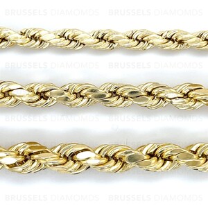 10K Yellow Gold Diamond Cut Rope Chain Necklace 7MM 8MM 9MM - Etsy