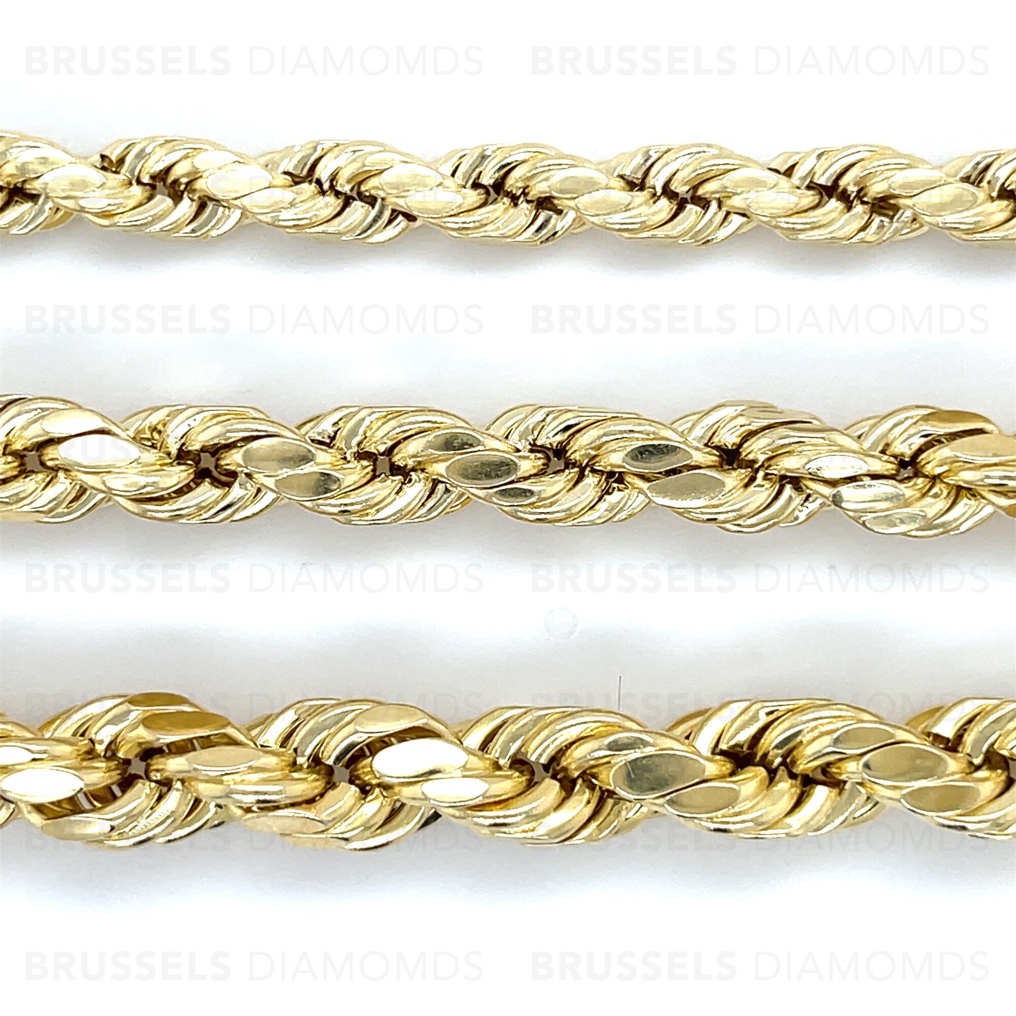 10K Yellow Gold Diamond Cut Rope Chain Necklace 7mm 8mm 9mm - Etsy