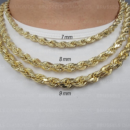 10kt Real Gold Rope Chain 8mm Thick - Etsy