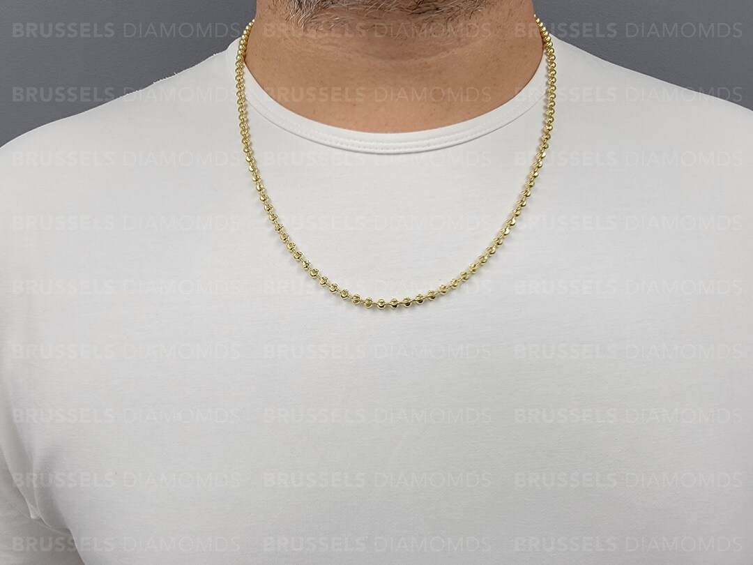 SOLID 10K Yellow Gold Mooncut Ball Chain Necklace, 4MM Thick, 18 20 22 ...