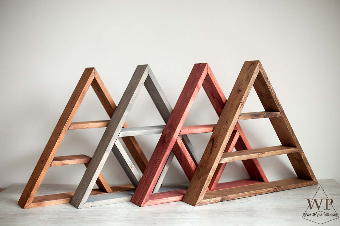 Set of TWO Shelves 16x 3. Solid Wood Pyramids - Etsy