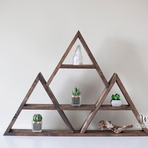 Big Tripple Triangle Wood Shelf 30x20. Mountains Shelf Design. Crystals ...