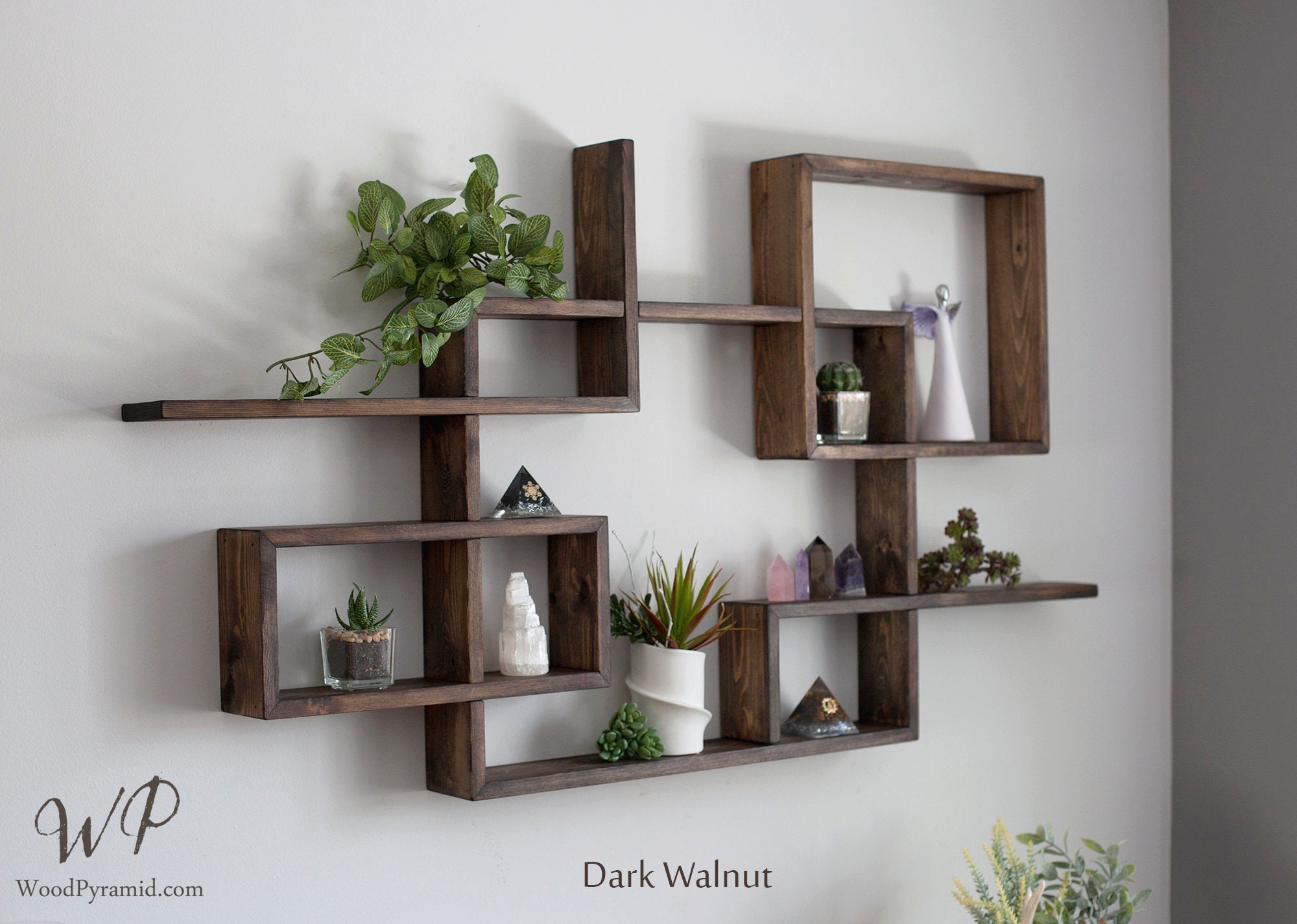 Solid Wood Display Shelf 45"x 24". Square - Rectangular Floating Wall ...