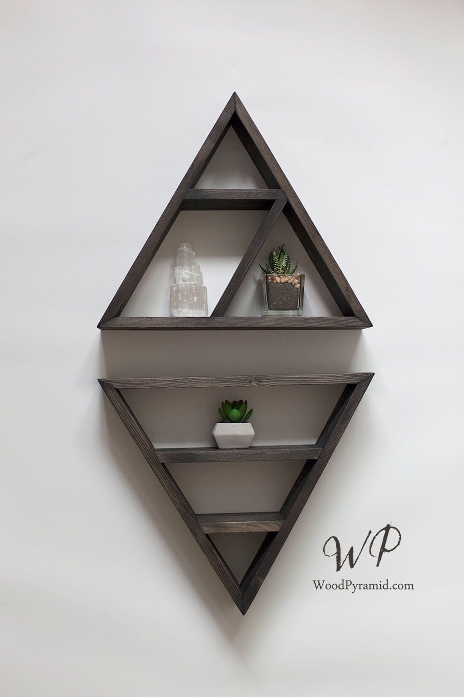 Set of TWO Shelves 16x 3. Solid Wood Pyramids - Etsy