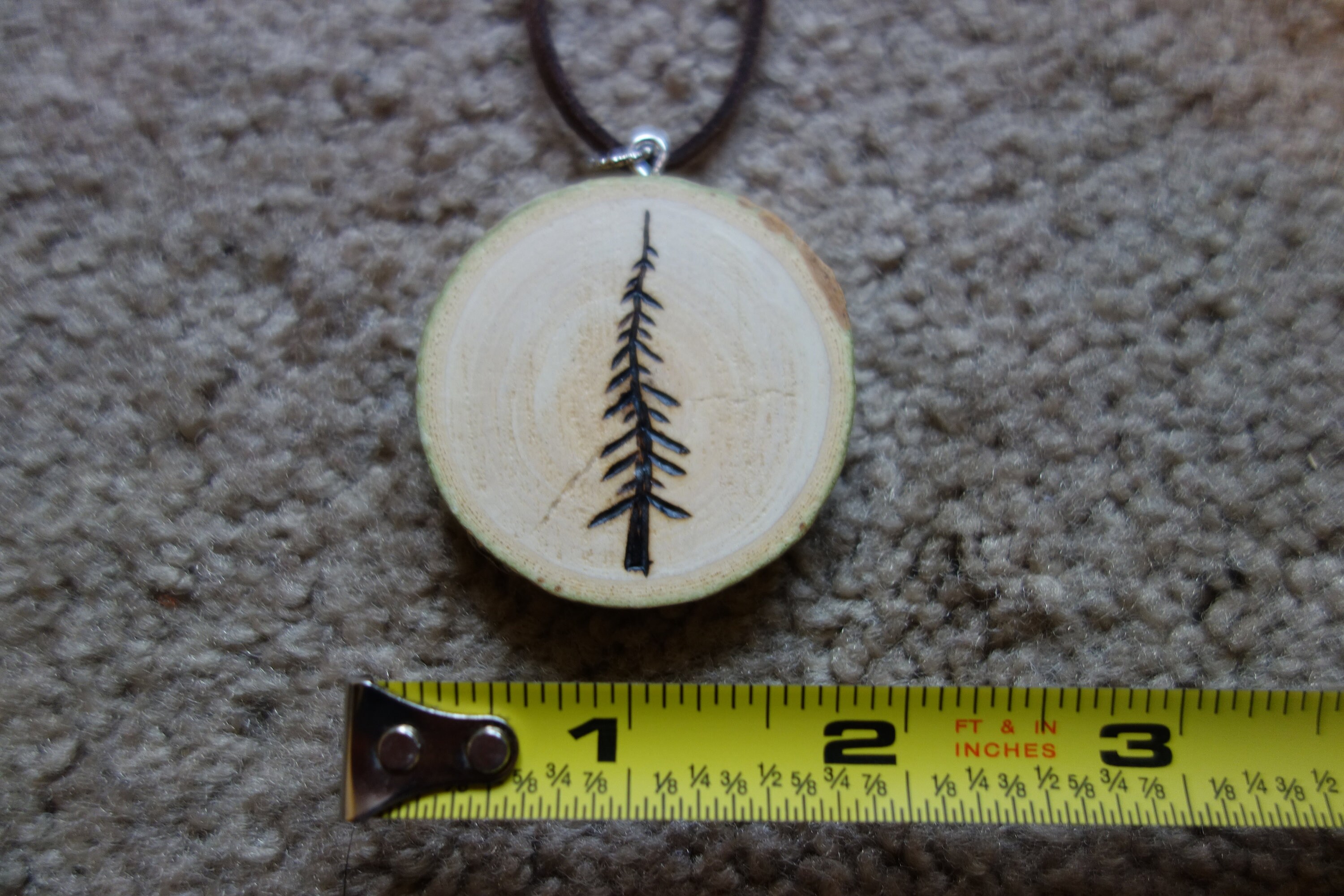 Pine Tree Wood and Leather Necklace. Wood Slice Necklace Wood - Etsy