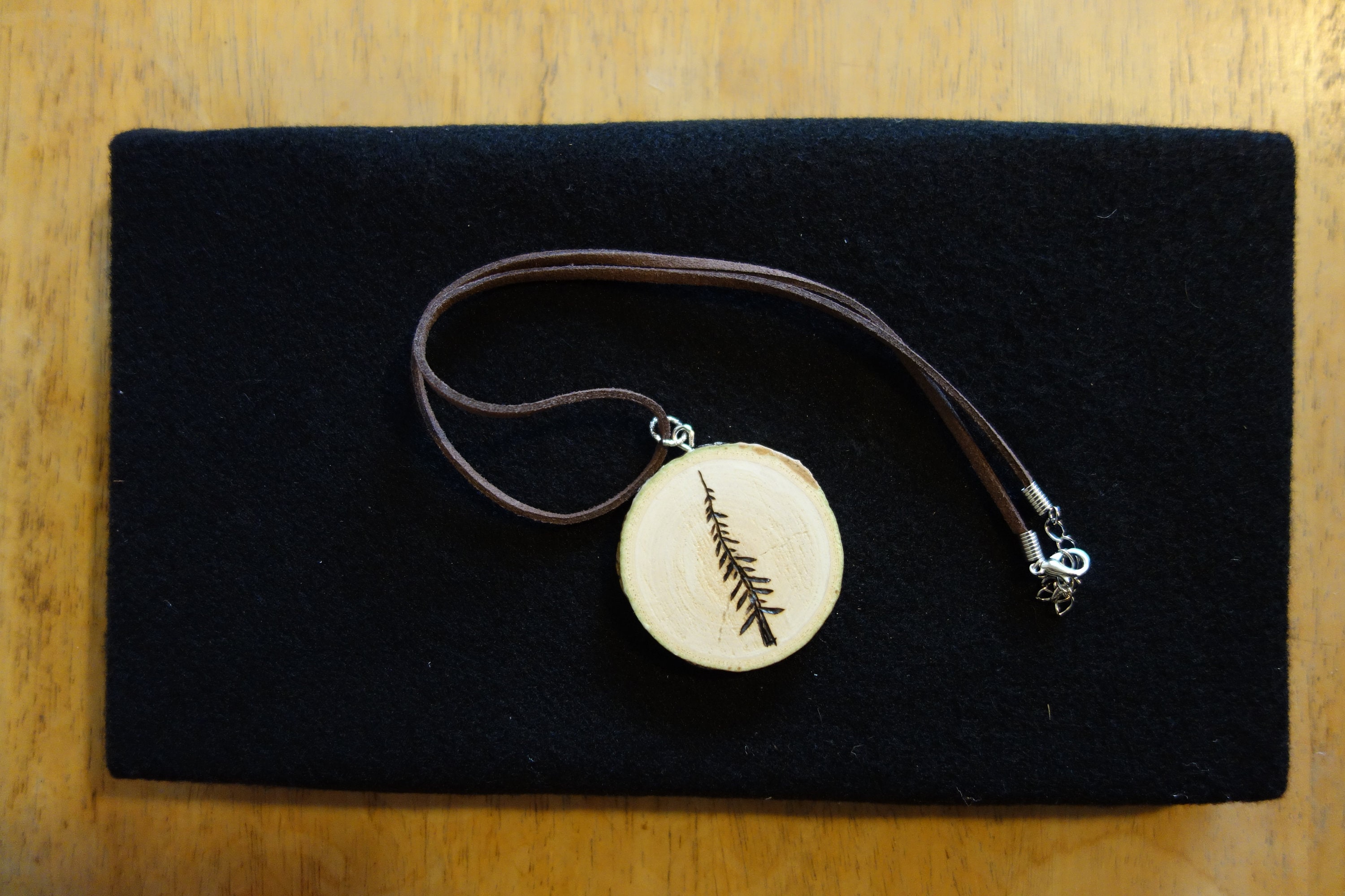 Pine Tree Wood and Leather Necklace. Wood Slice Necklace Wood - Etsy