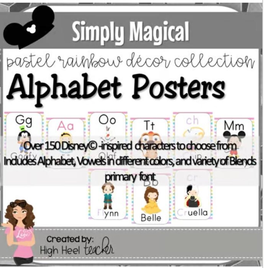 Alphabet and Phonics Posters Pastel Rainbow Simply Magical Theme - Etsy