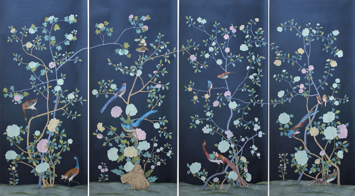 Handpainted Silk Wallpaper Wallpaper - Etsy
