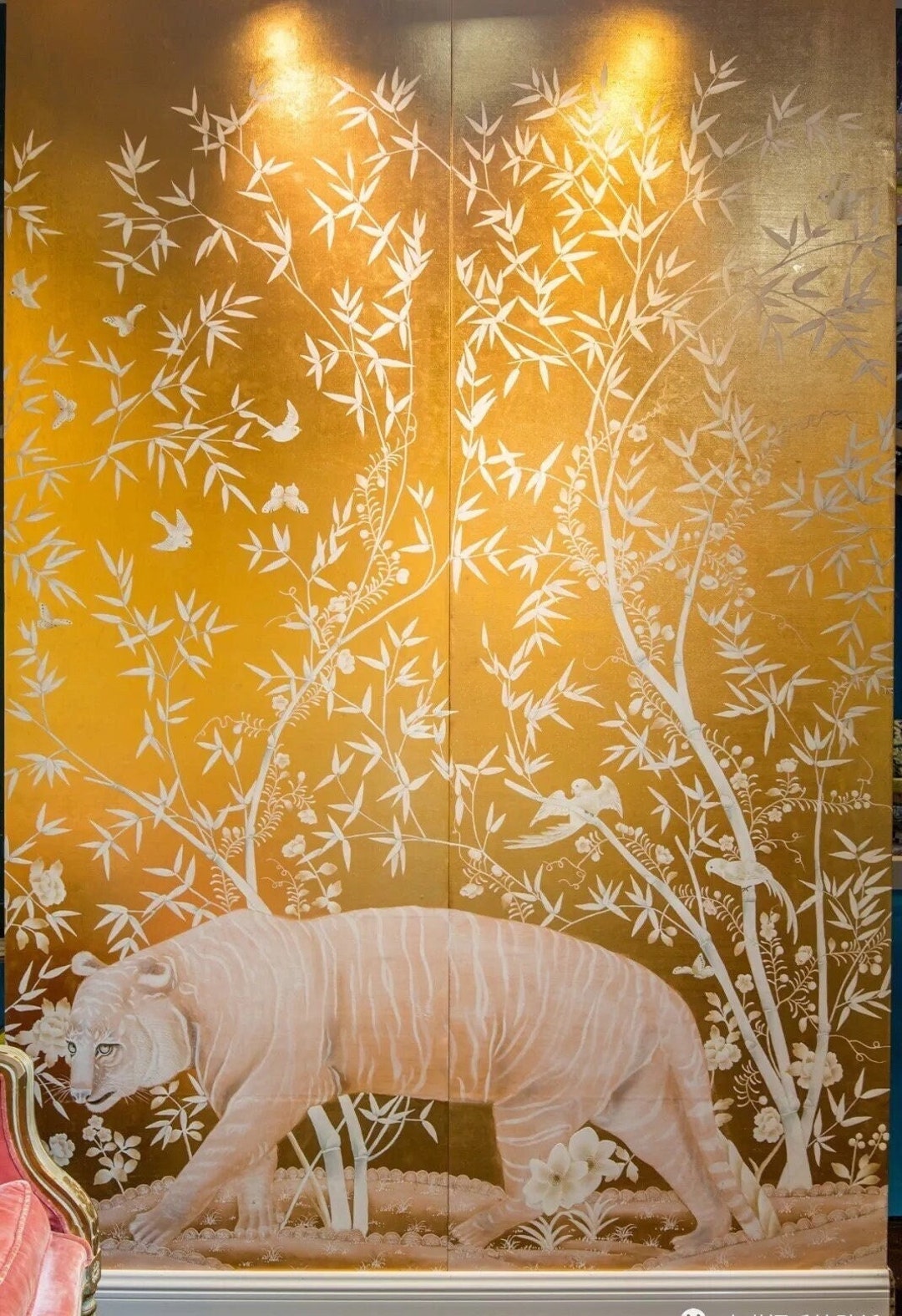 Hand-painted Gold Leaf Wallpaper - Etsy