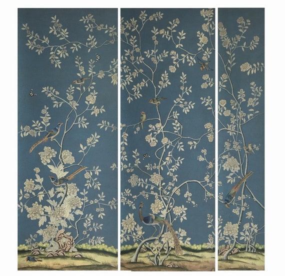 Handpainted Silk Wallpaper Wallpaper | Etsy