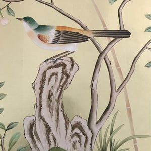 Birds Awakening Garden on Gold Metallic Leaf - Etsy