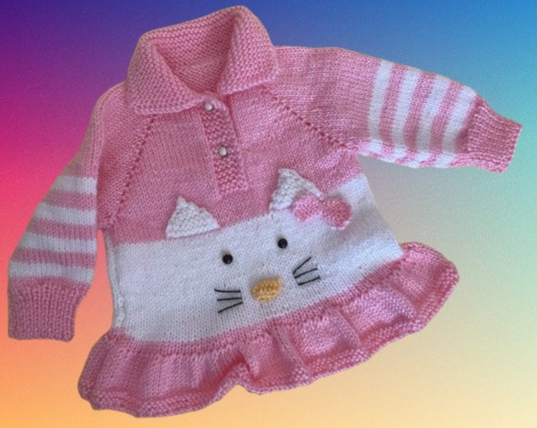 Hello Kitty Baby Girl Sweater - Pink and White (3 to 9 Mo) - Etsy