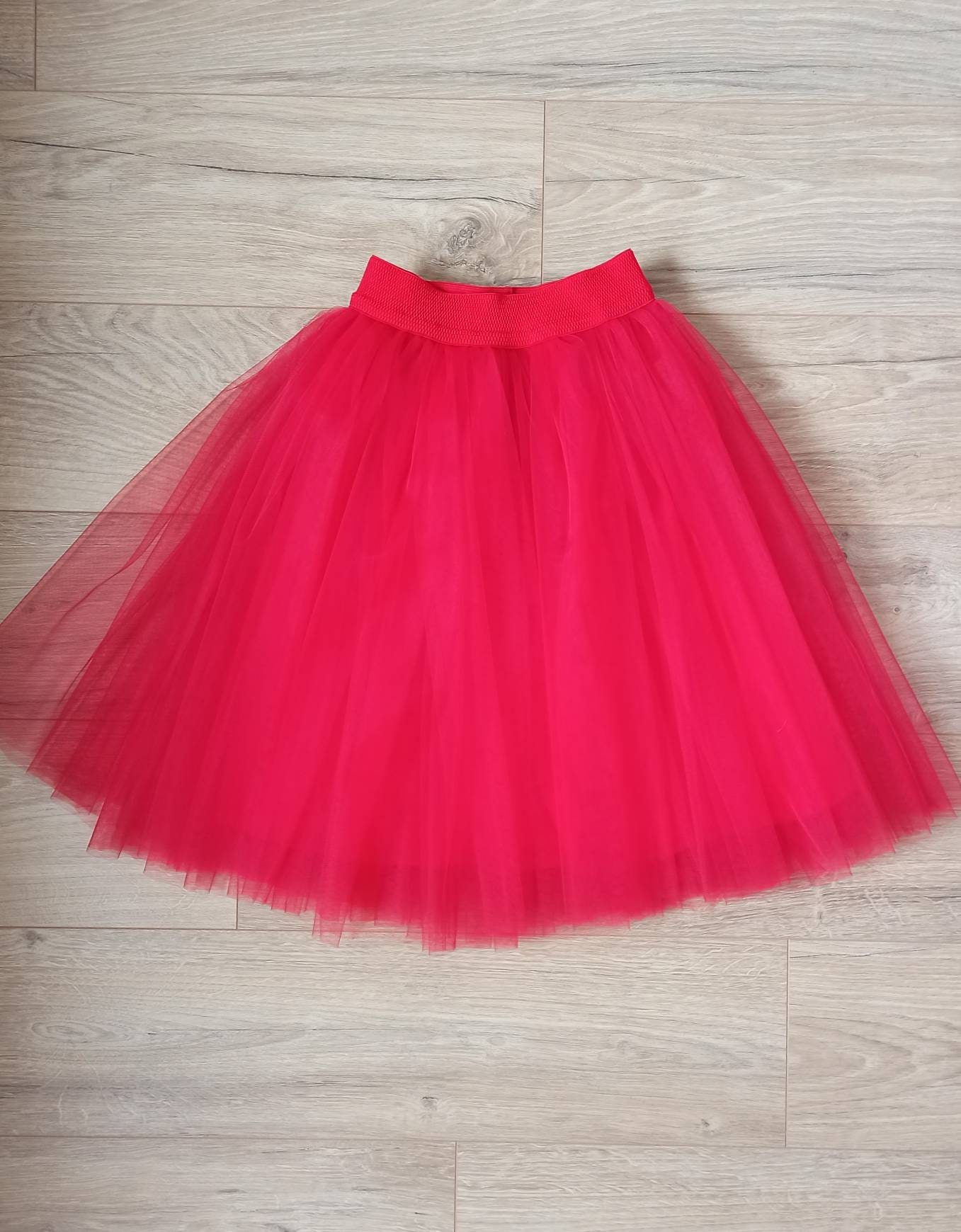 Red Midi Skirt Woman Cherry Color Tulle Skirt Tutu Adult Full Ruby ...
