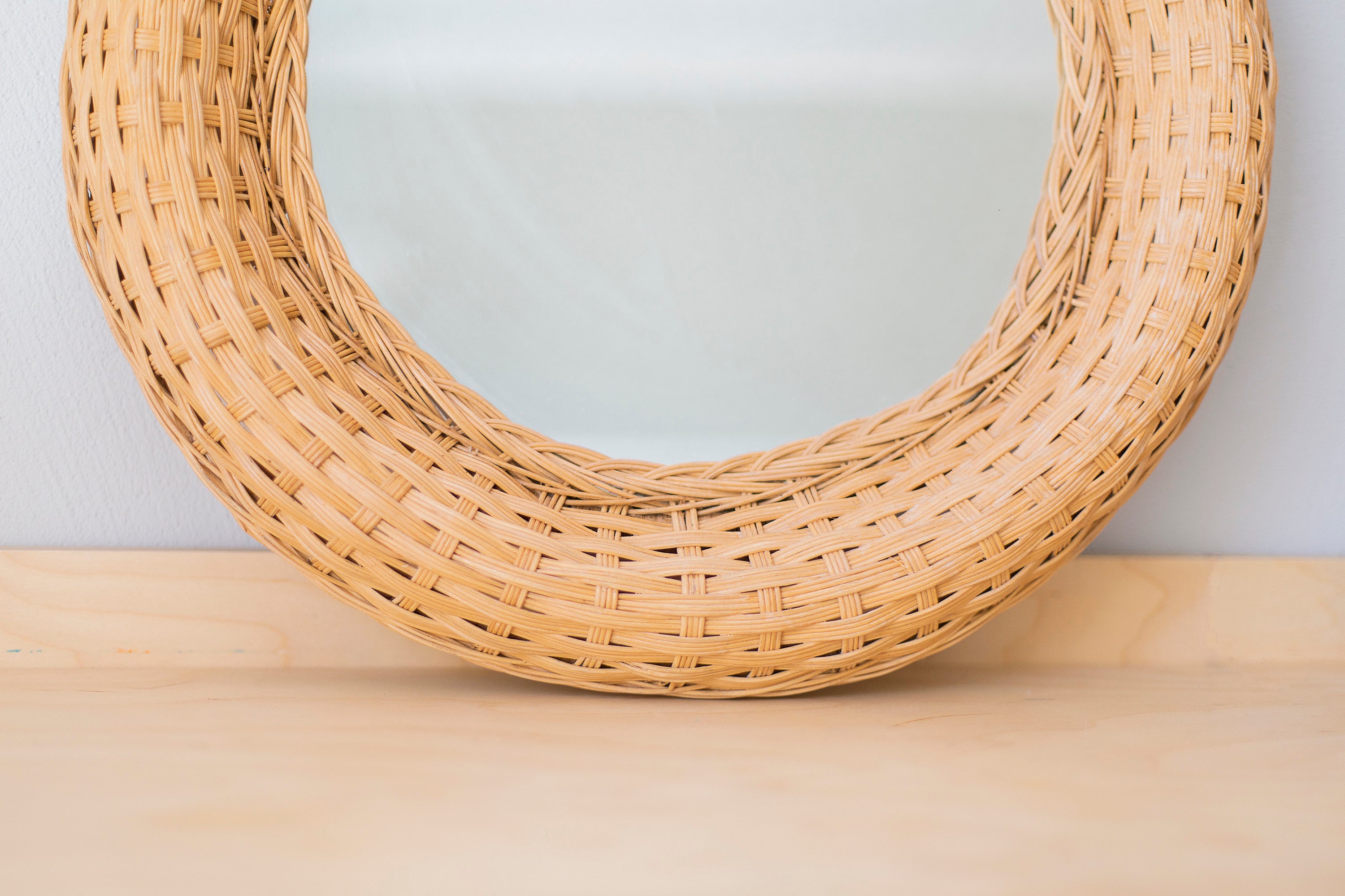 Round Wall Rattan Mirror Bohemian Mirror Rattan Wall Mirror - Etsy