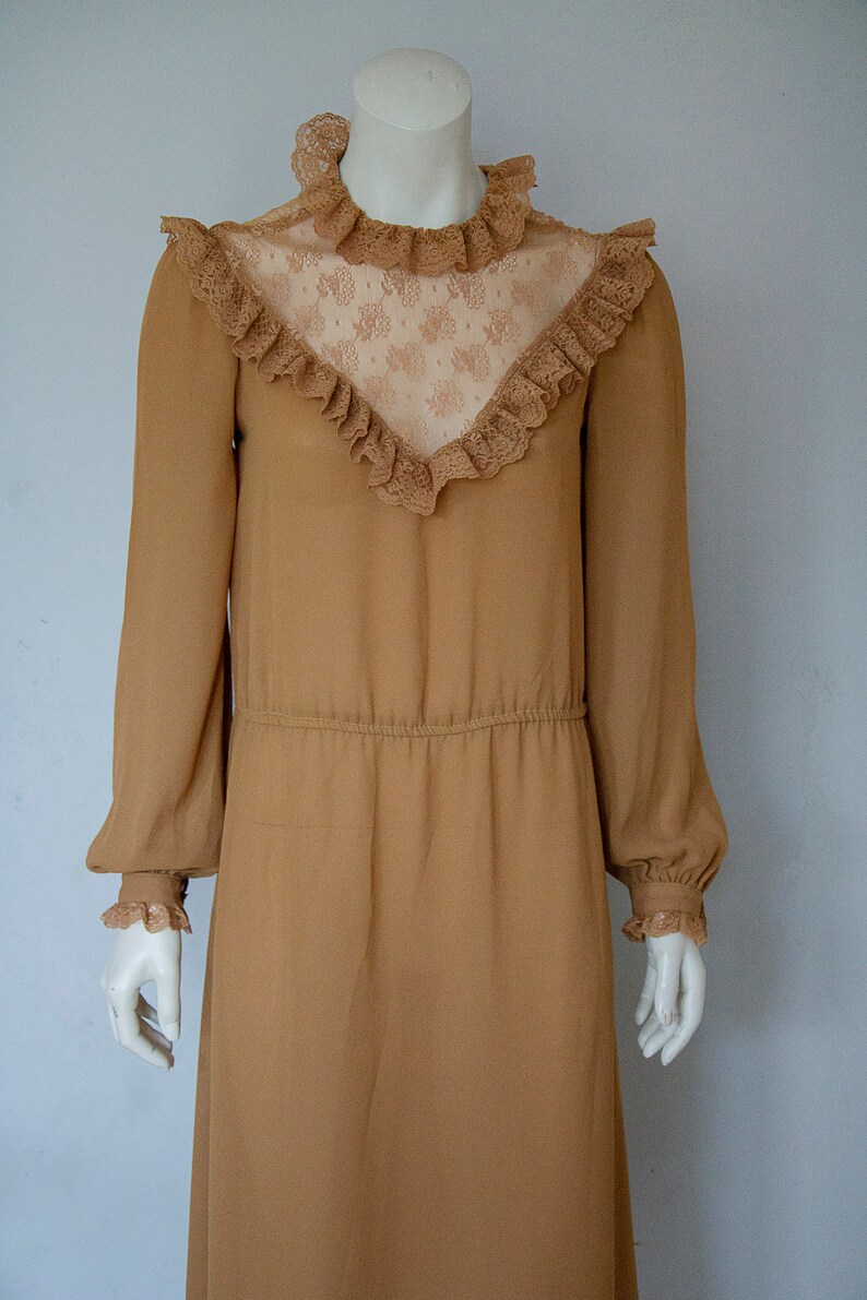 Romantic Neck Lace Ruffles Long Sleeve Midi Dress - Etsy