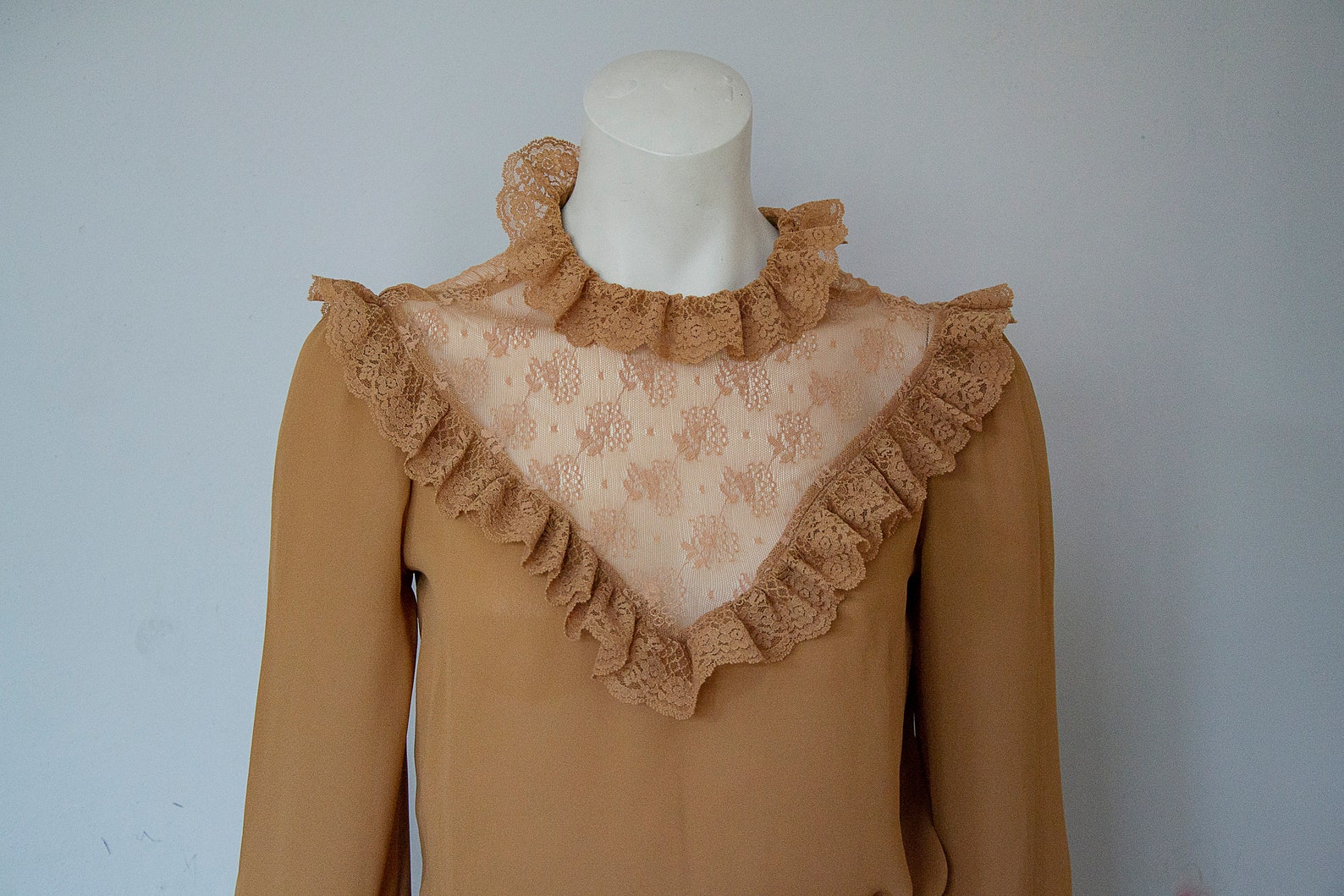 Romantic Neck Lace Ruffles Long Sleeve Midi Dress - Etsy