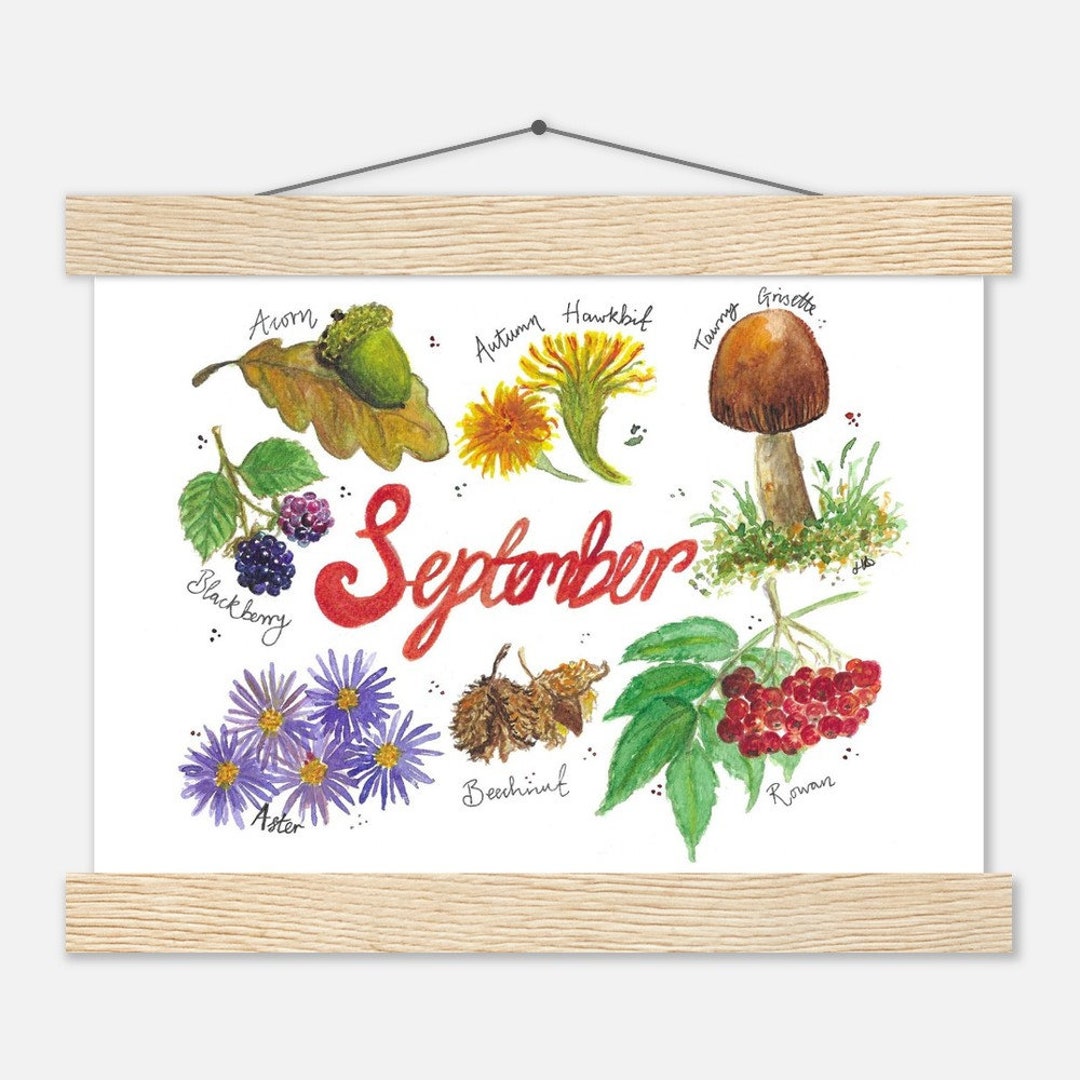 September Birth Month Poster With Hanging Frame - Etsy