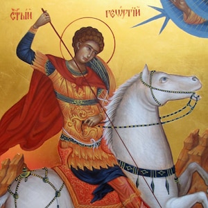 Saint George and the Dragon Icon St George Horse Hand Painted Orthodox ...