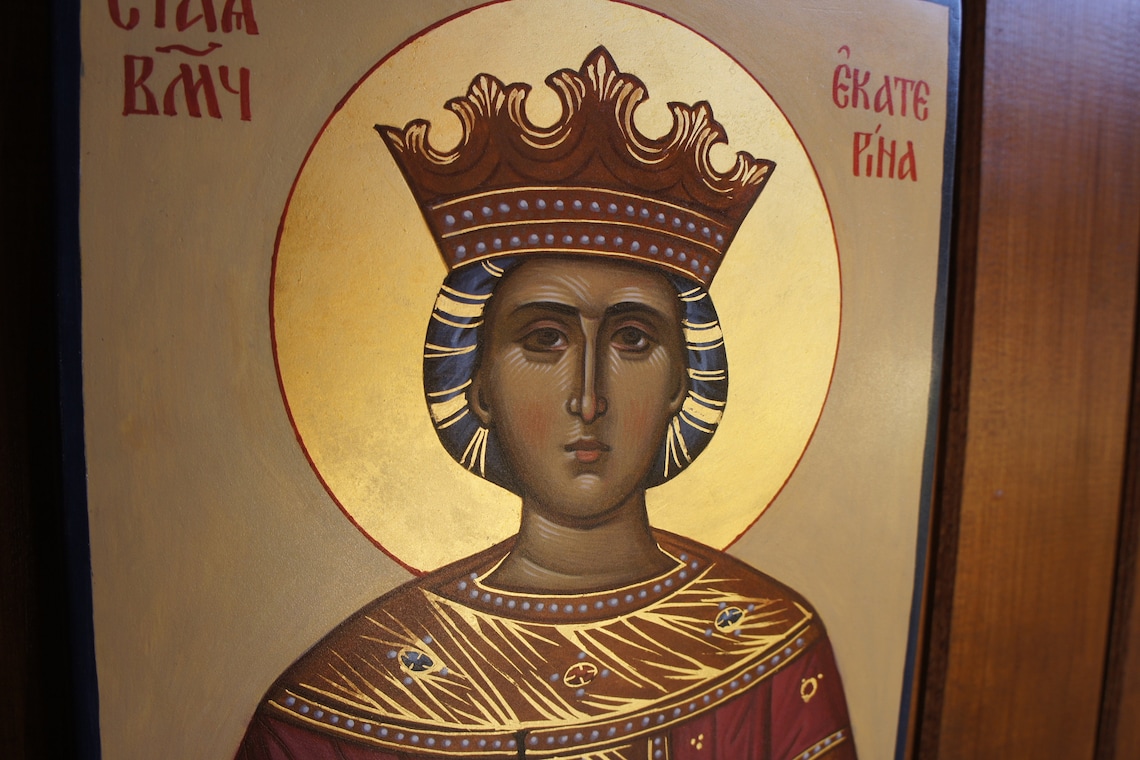 Saint Catherine St Catherine Icon of Saint Woman Martyr Hand - Etsy