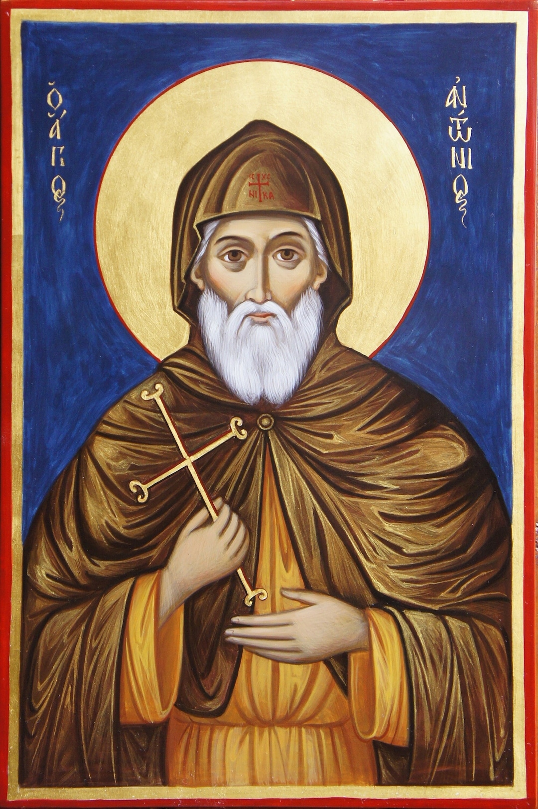 Saint Anthony Icon St Anthony the Great Orthodox Icon Hand Painted Icon ...