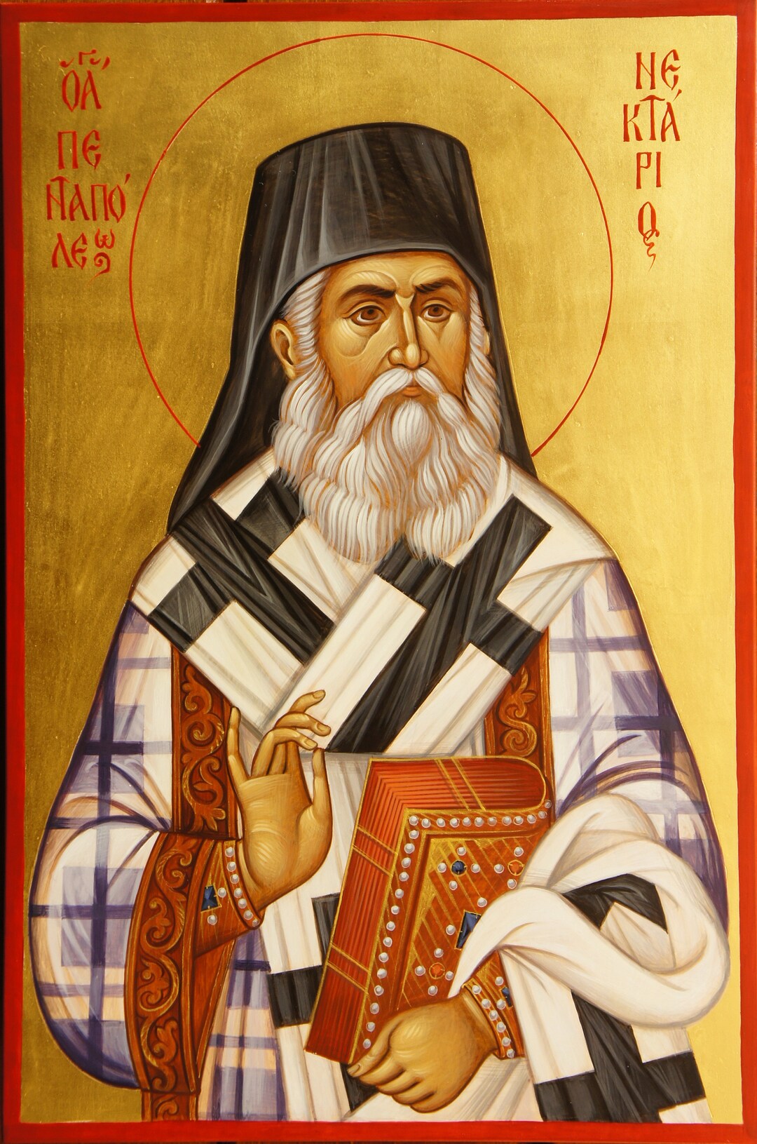 Saint Nectarios of Aegina Painted Orthodox Icon Painted Icon Handmade ...