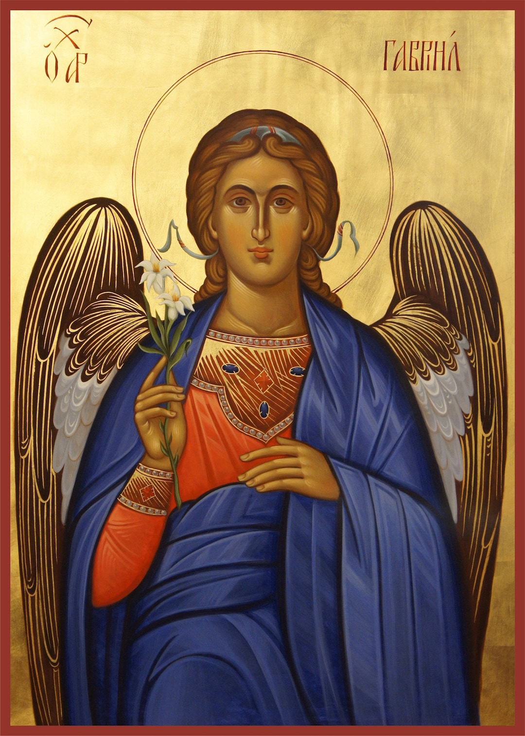Saint Angel Gabriel Icon Archangel Gabriel Icon Angel Icon Hand Painted ...