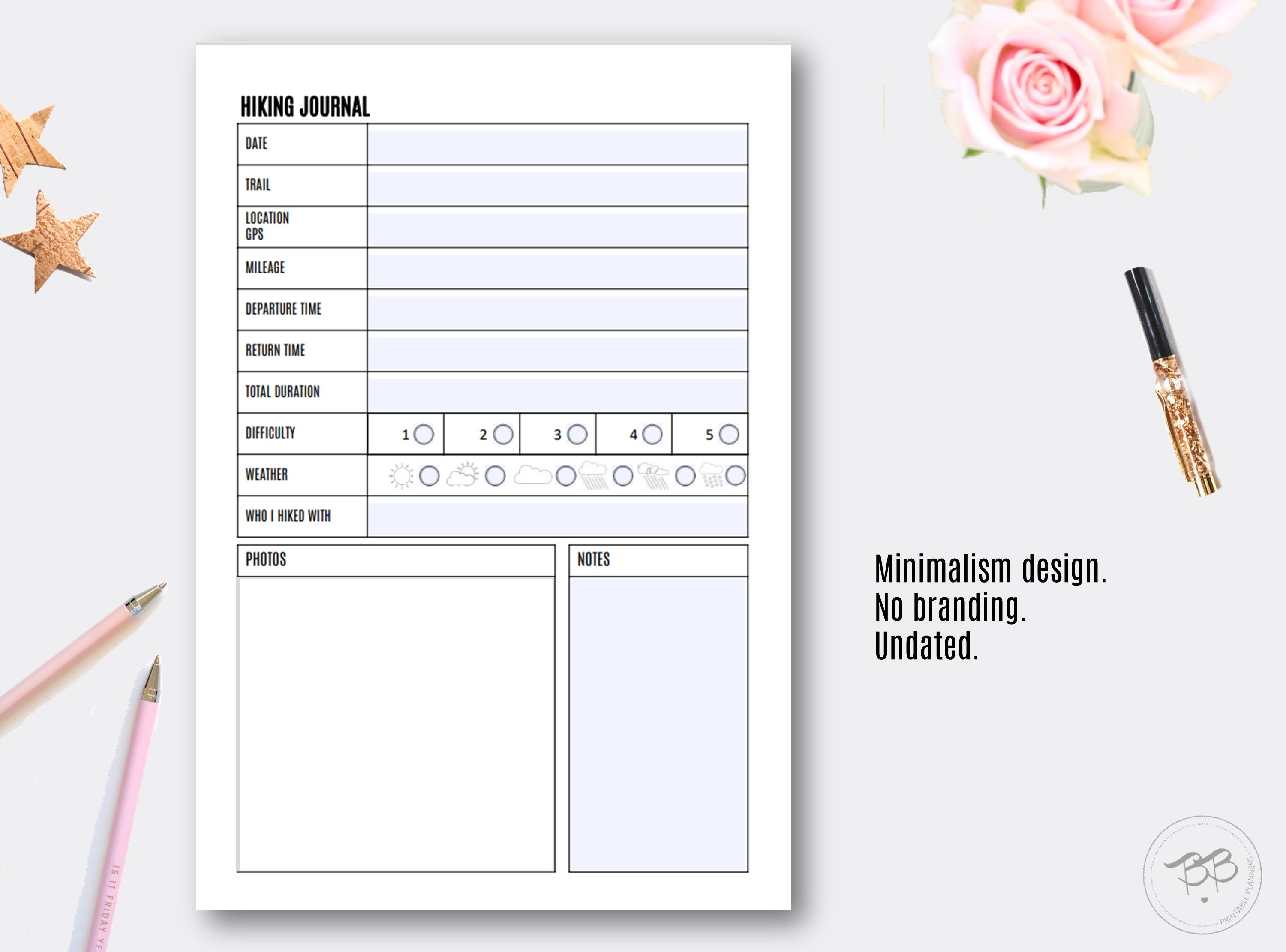 Editable Printable Hiking Journal A4 A5 Letter Size Etsy