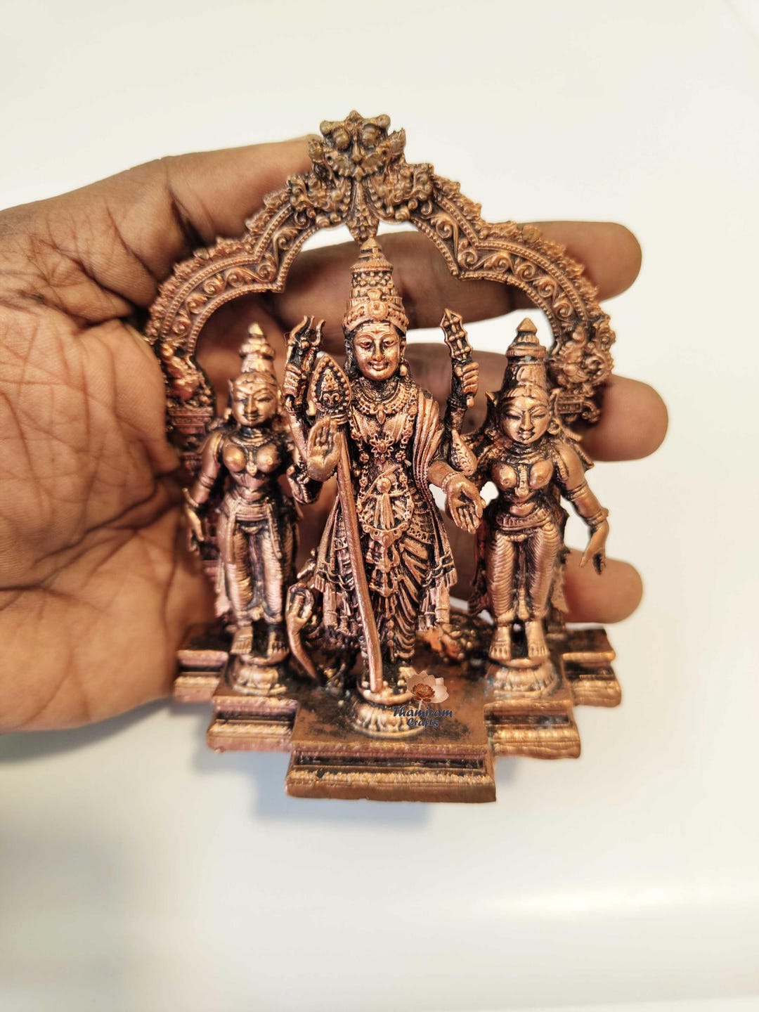 Antique Copper Murugan Valli Deivanai Set | Subramanya Idol for Home ...