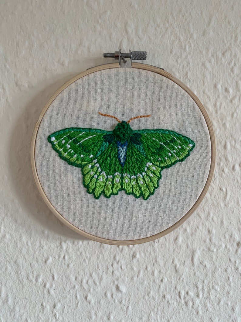 Hand Embroidered Large Emerald Moth - Etsy
