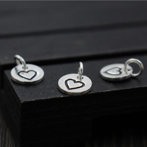 8MM Sterling Silver Heart Round Tag Disc Charm Pendant,necklaces ...