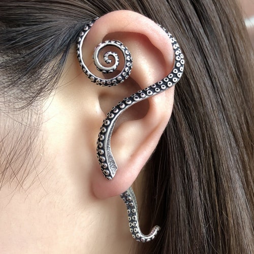 Octopus Tentacle Ear Cuff Earring Sterling Silver Ear Wrap - Etsy