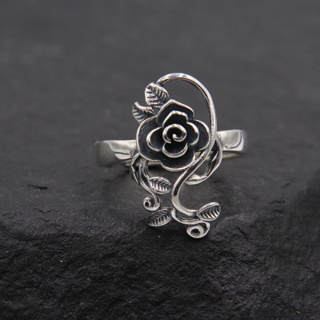 Sterling Silver Rose Ringsilver Flower Ringsilver Ring - Etsy